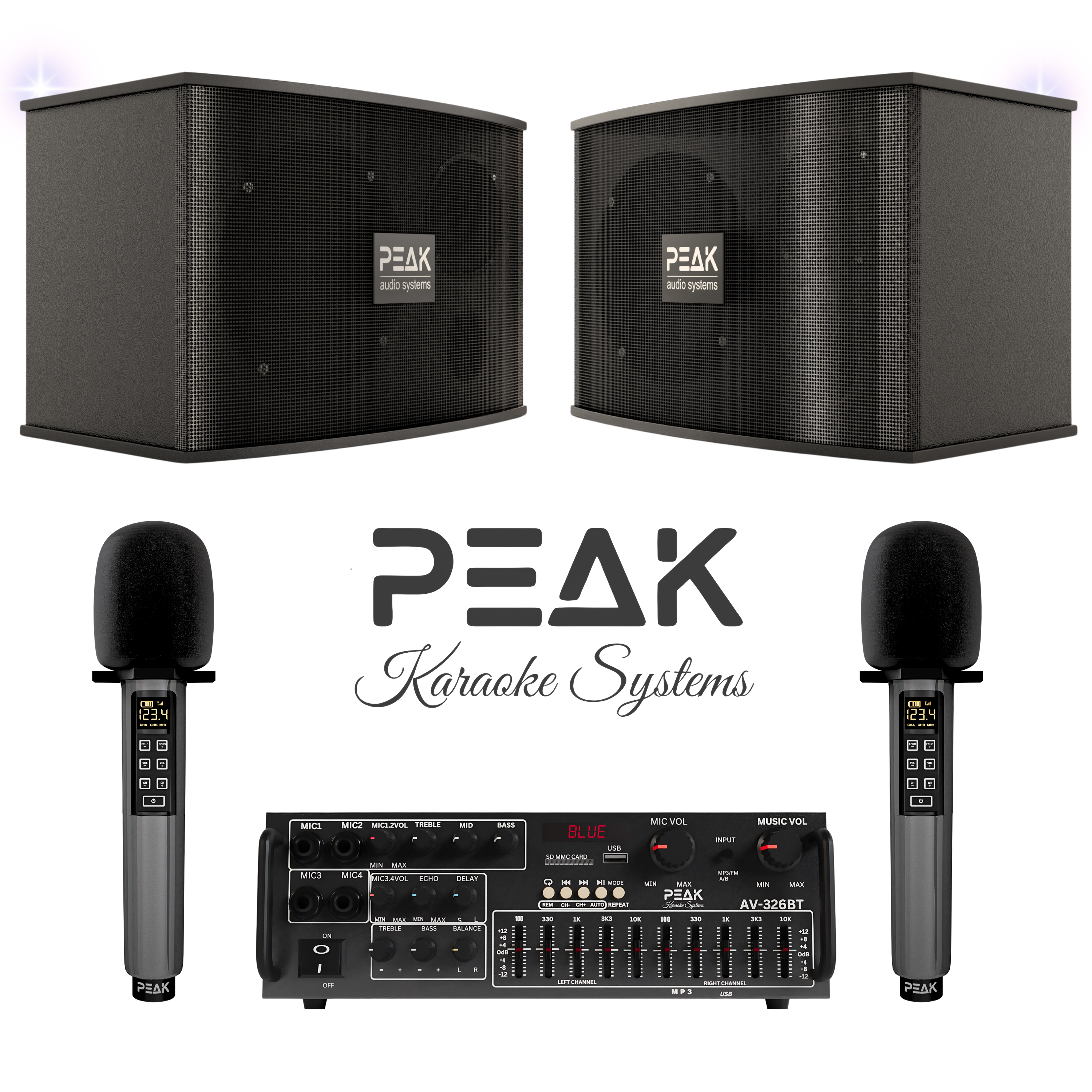PEAK PRO Karaoke Bluetooth System - Echo & EQ, 1200W – Peak Karaoke